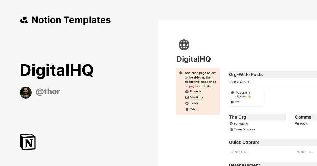 DigitalHQ Template by Thor Schroeder | Notion Marketplace