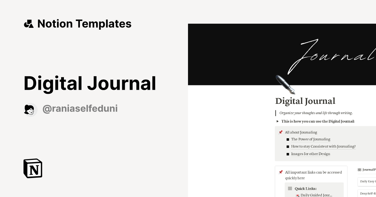 Digital Journal Template by selfeduni | Notion Marketplace