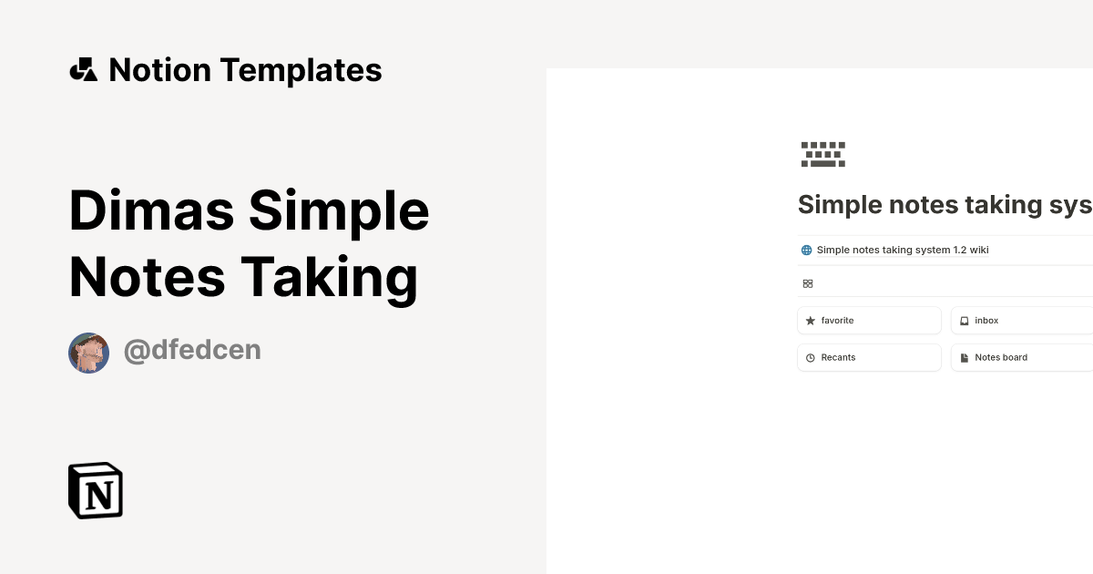 Dimas Simple Notes Taking Template | Notion Marketplace