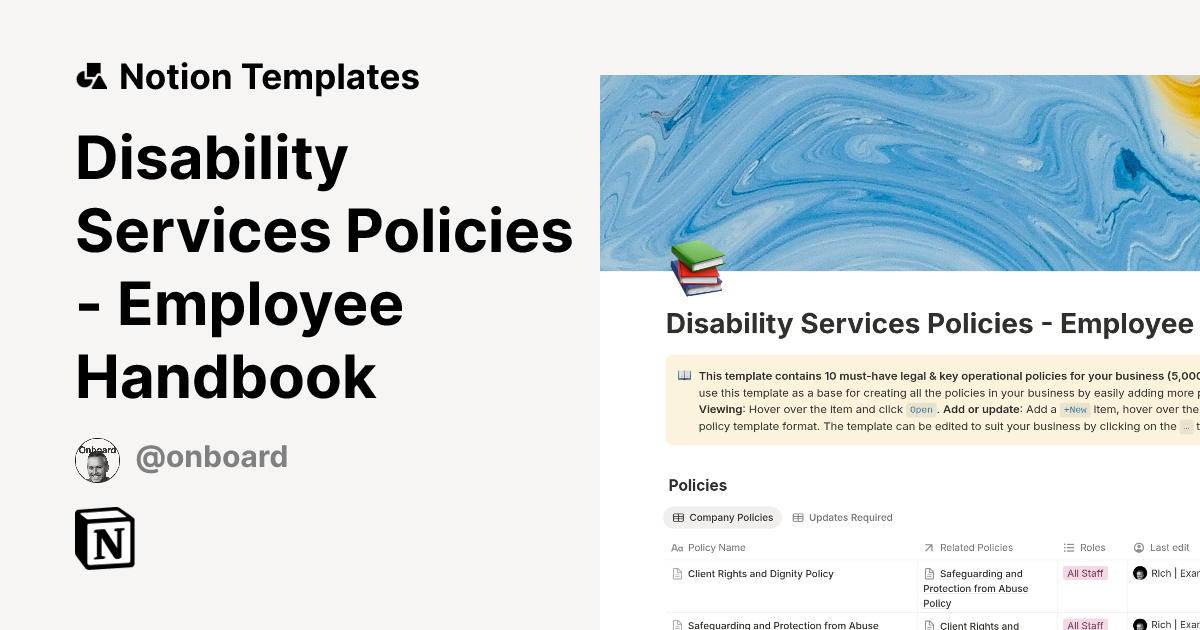 Disability Services Policies - Employee Handbook Template by Onboarding ...