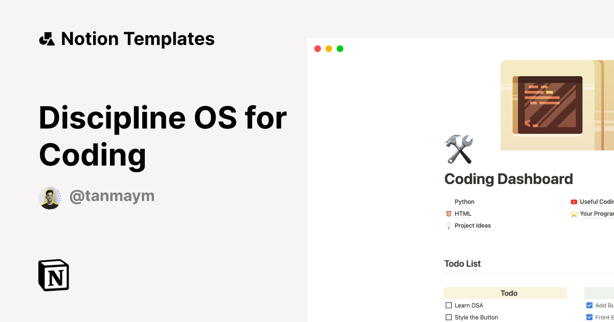 Discipline OS for Coding Template | Notion Marketplace Discipline OS for Coding Template | Notion Marketplace