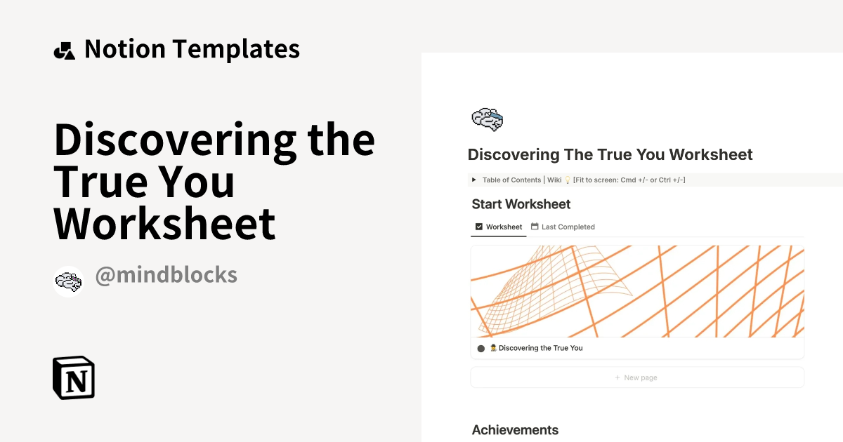 Discovering the True You Worksheet Template by MindBlocks | Notion Marketplace