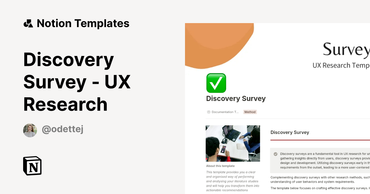 Discovery Survey - UX Research Template | Notion Marketplace
