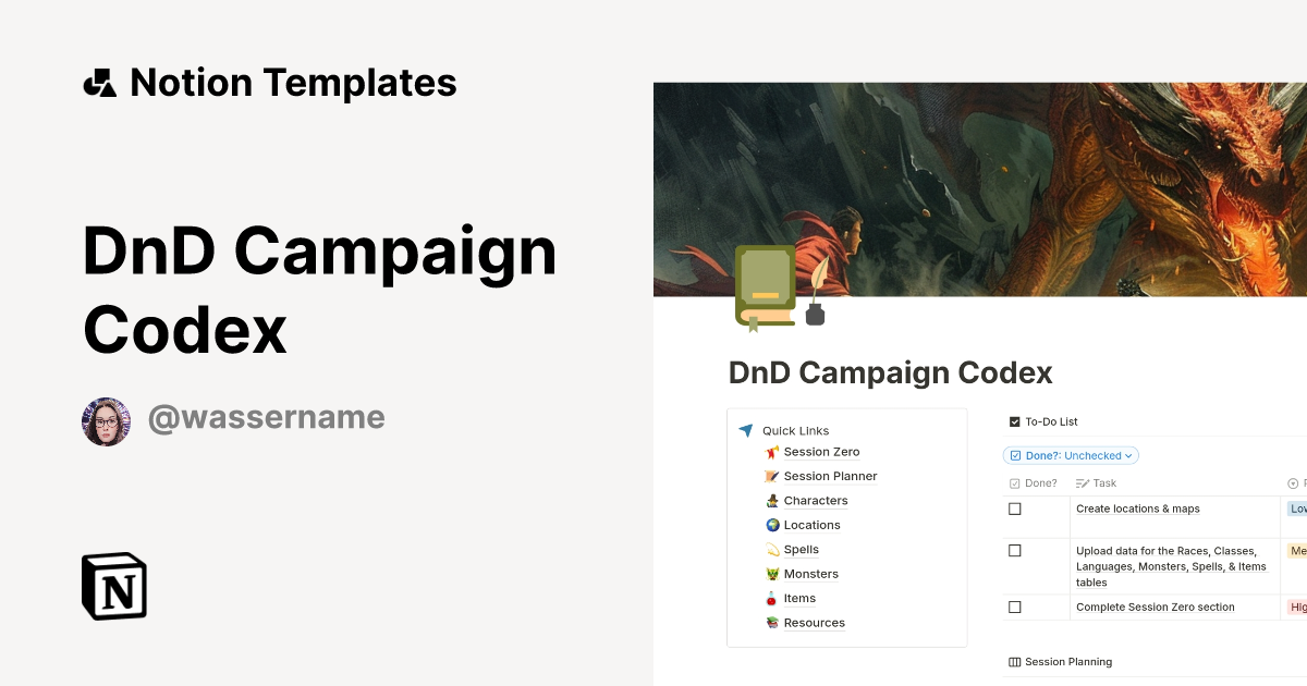 DnD Campaign Codex Template | Notion Marketplace
