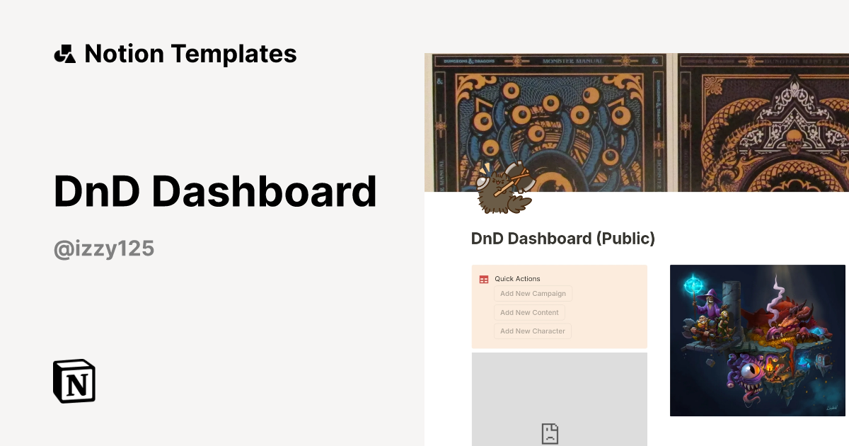 DnD Dashboard Template | Notion Marketplace