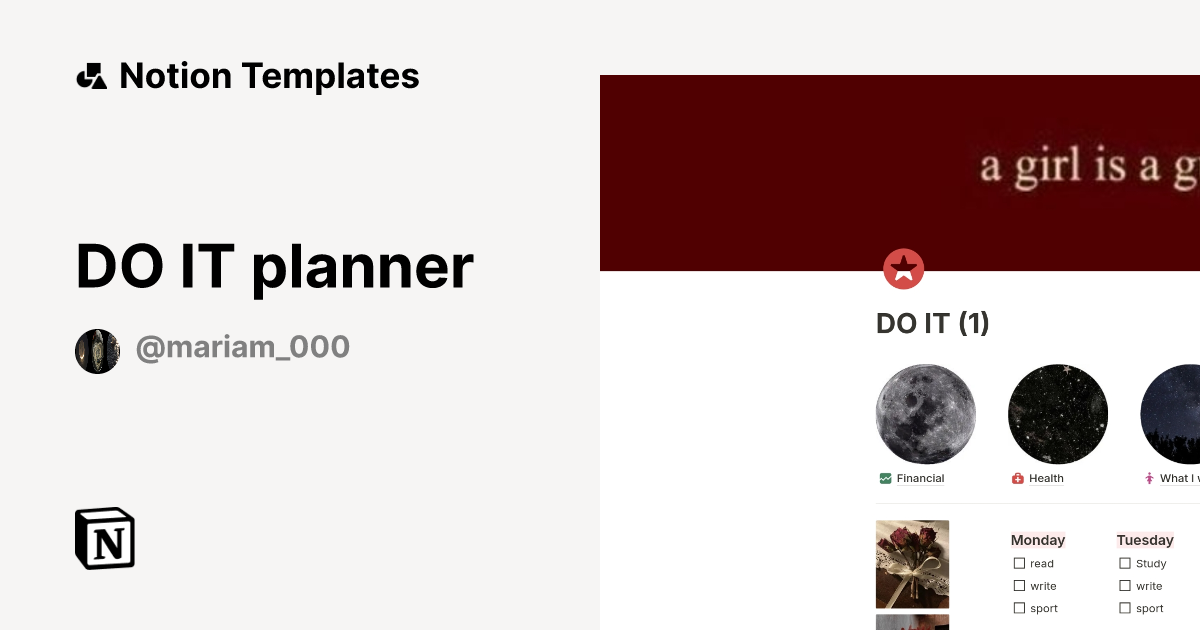 DO IT planner Template by PRODUCTIVE | Notion Marketplace