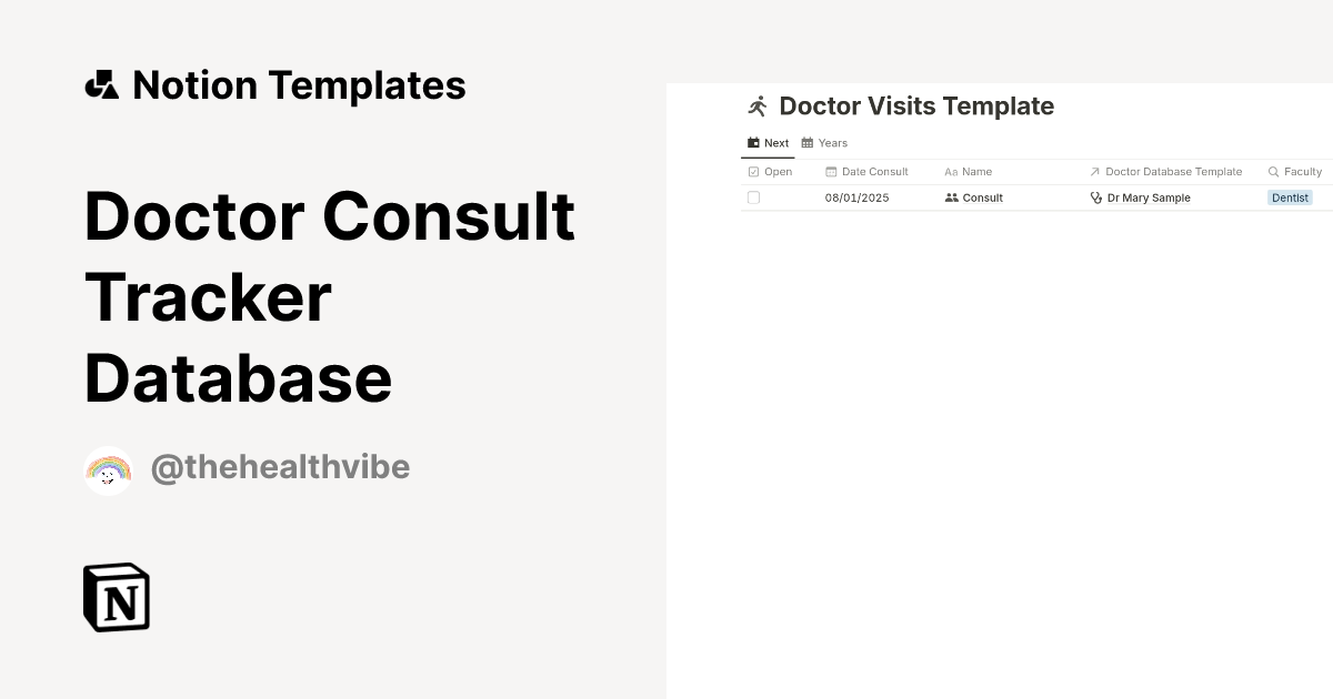 Doctor Consult Tracker Database Template | Notion Marketplace