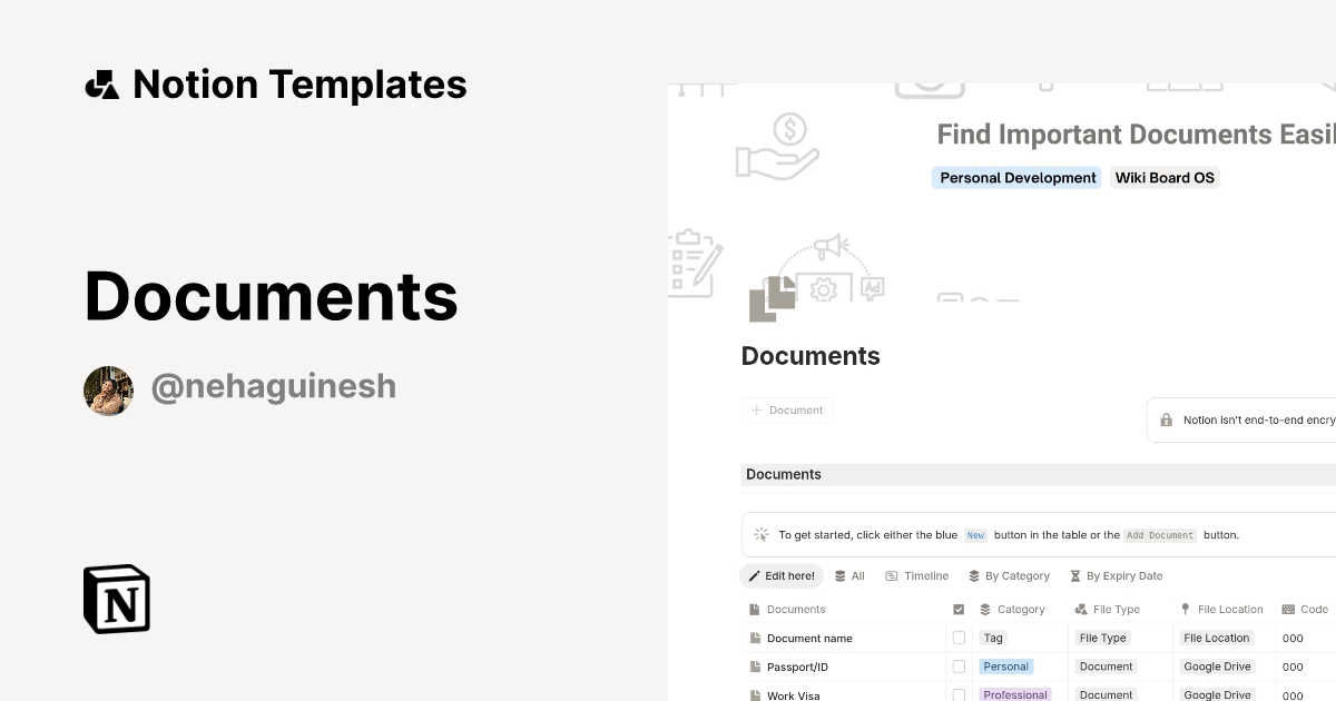 Documents Template | Notion Marketplace