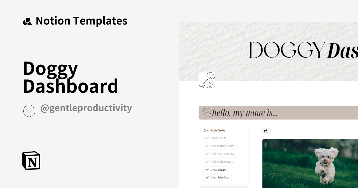 Doggy Dashboard Template | Notion Marketplace