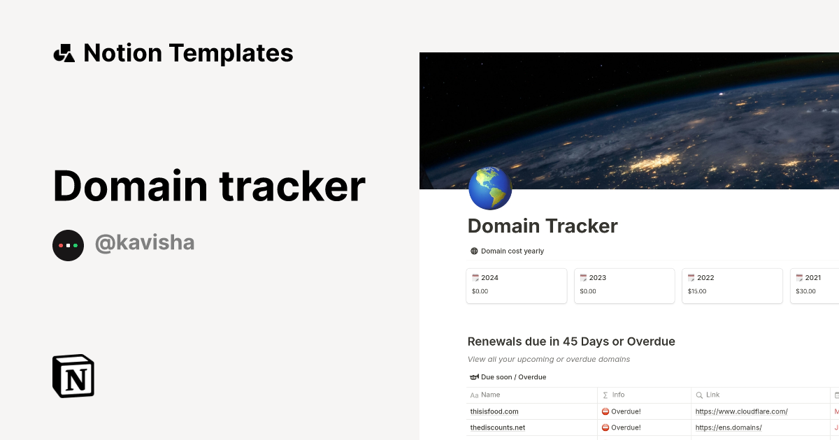 Domain tracker Template | Notion Marketplace