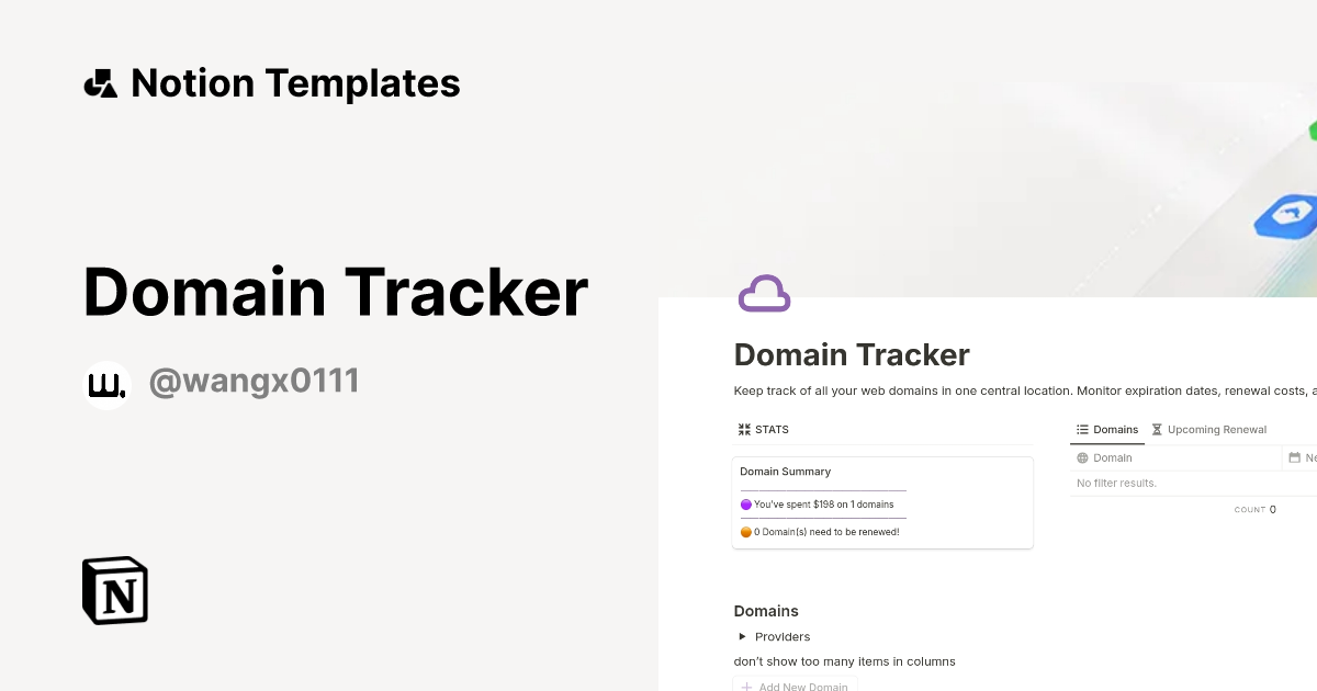 Domain Tracker Template | Notion Marketplace