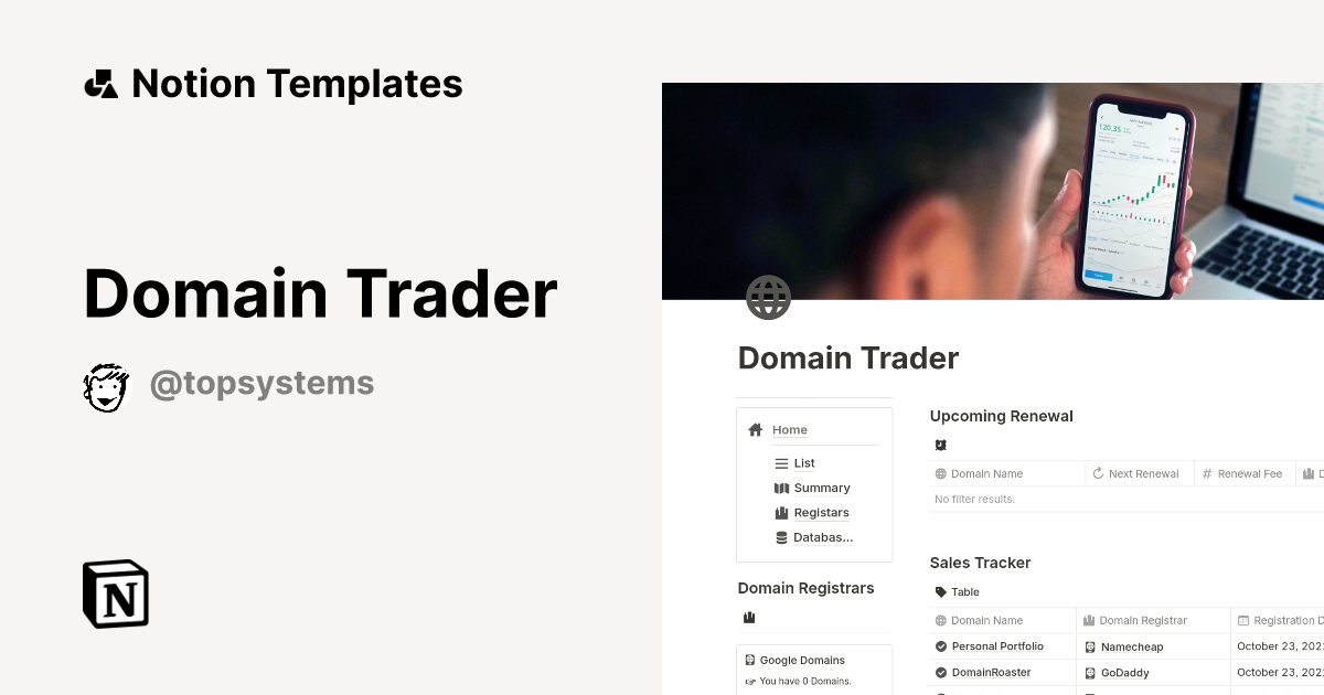 Domain Trader Template | Notion Marketplace