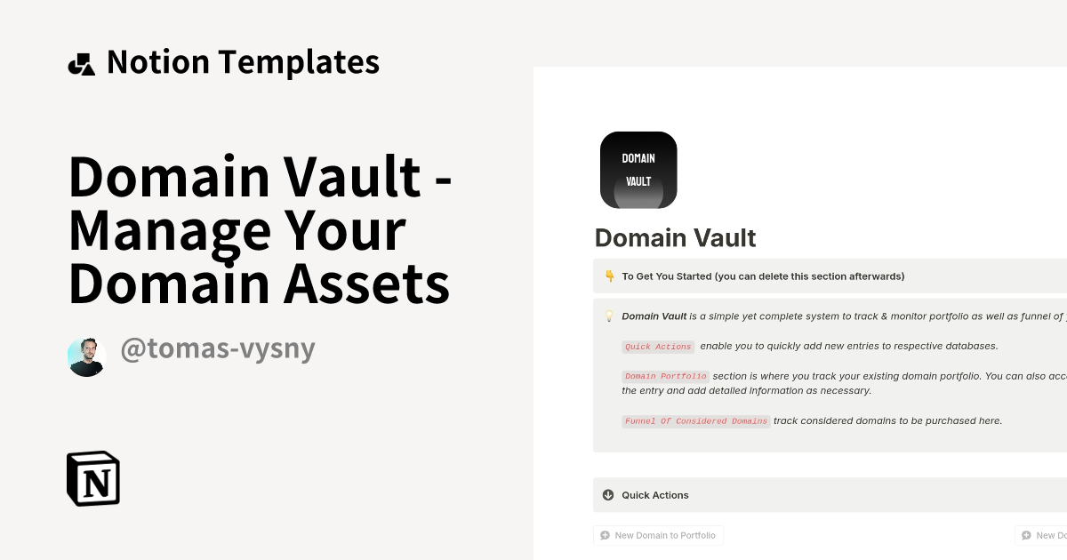Domain Vault - Manage Your Domain Assets Template | Notion Marketplace