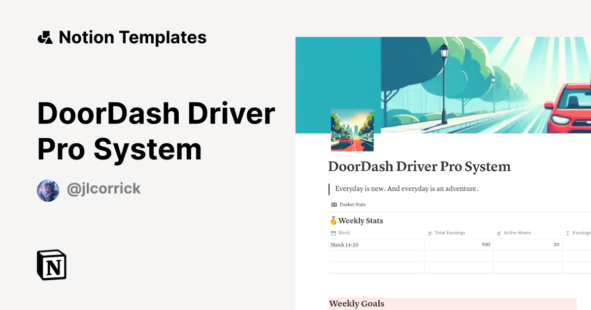 DoorDash Driver Pro System Template by Template Alchemy | Notion ...