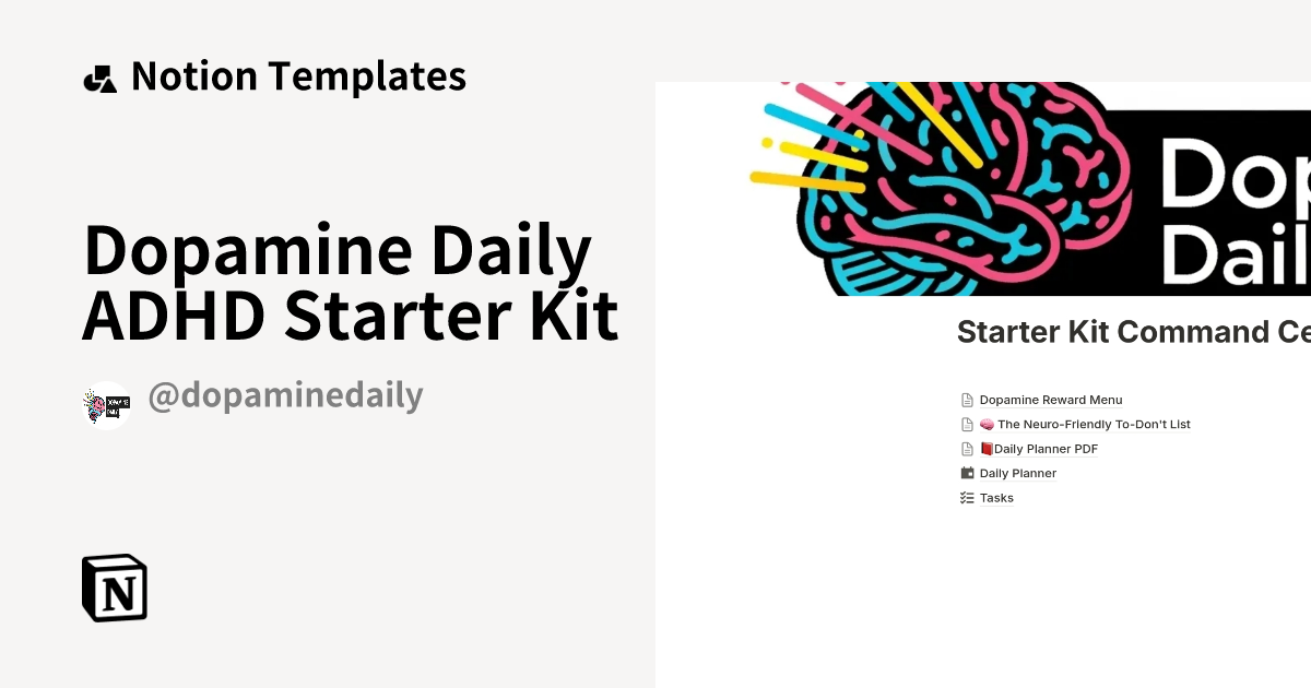 Dopamine Daily ADHD Starter Kit Template by Dopamine Daily | Notion ...