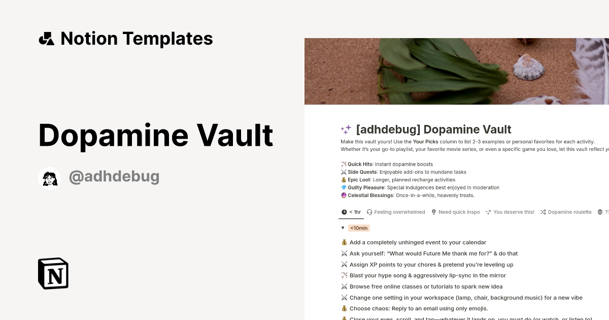 Dopamine Vault Template | Notion Marketplace