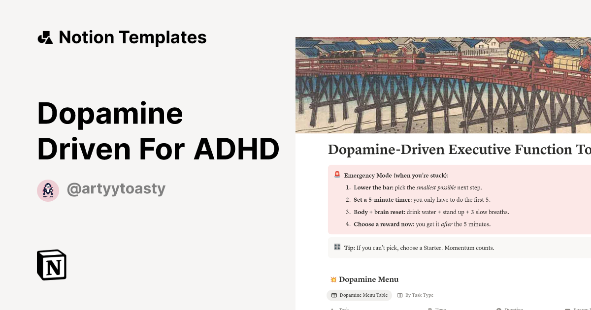 Dopamine Driven For ADHD Template | Notion Marketplace