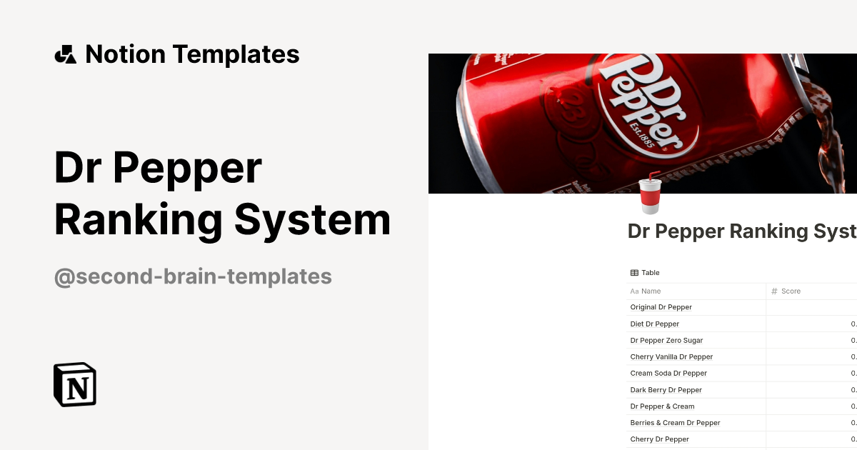 Dr Pepper Ranking System Template | Notion Marketplace