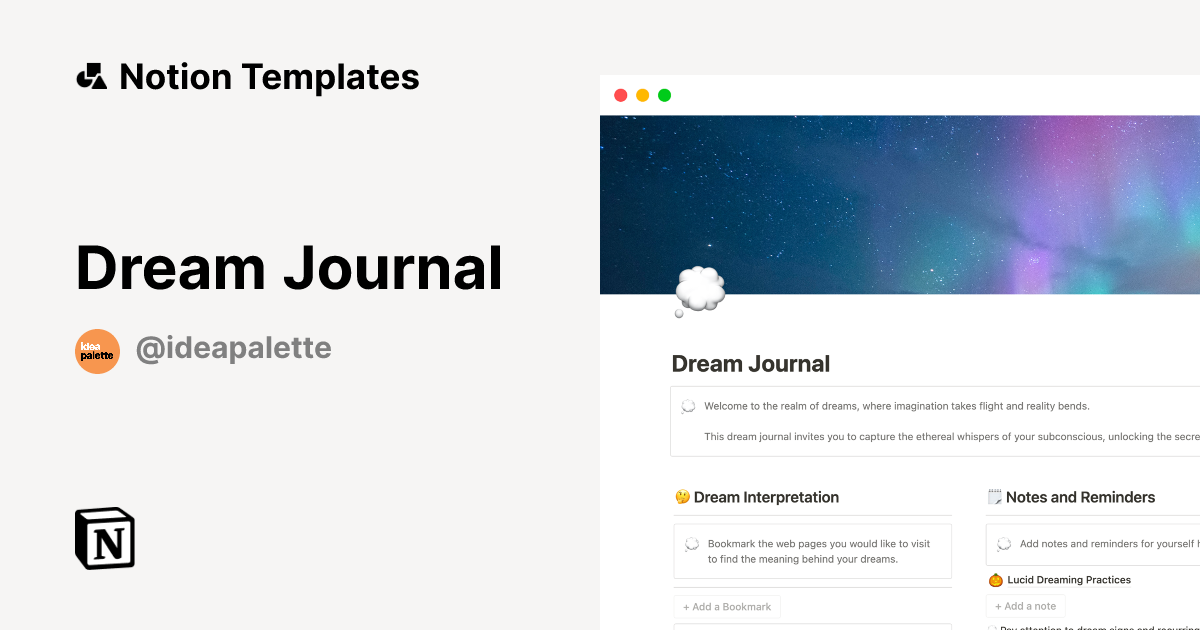 Dream Journal Template | Notion Marketplace