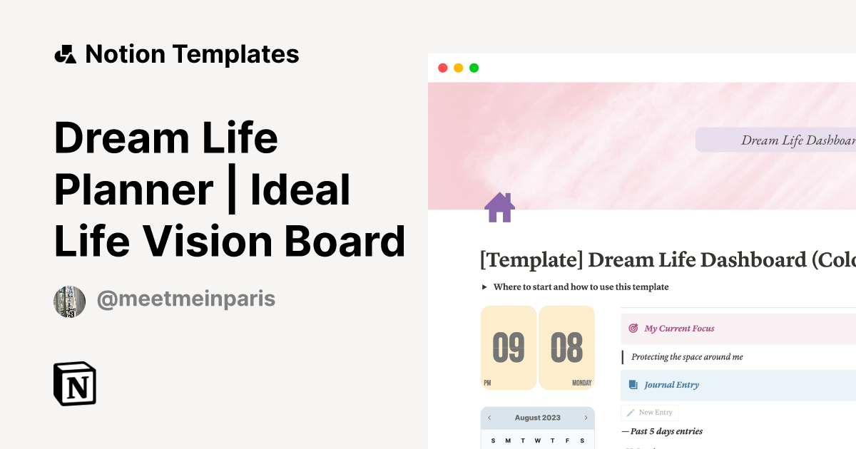 Dream Life Planner | Ideal Life Vision Board Template | Notion Marketplace