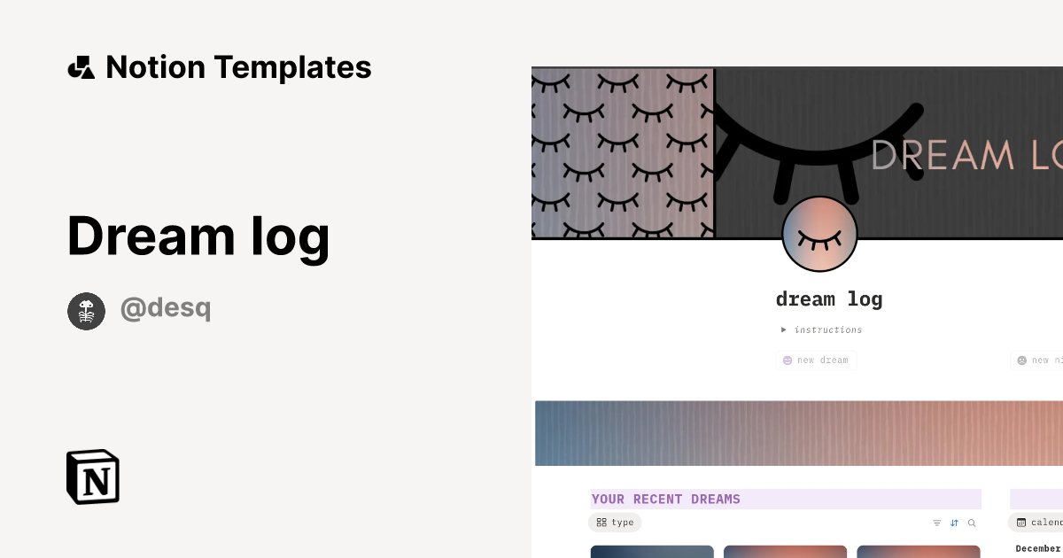 Dream log Template | Notion Marketplace