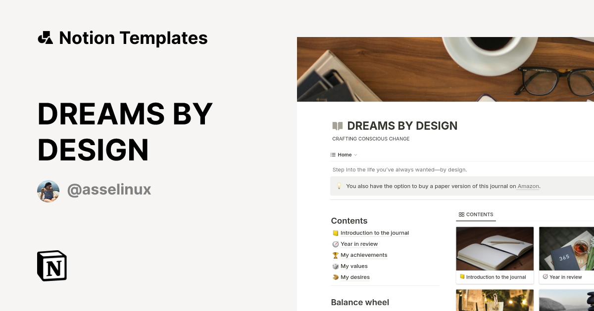 DREAMS BY DESIGN Template | Notion Marketplace