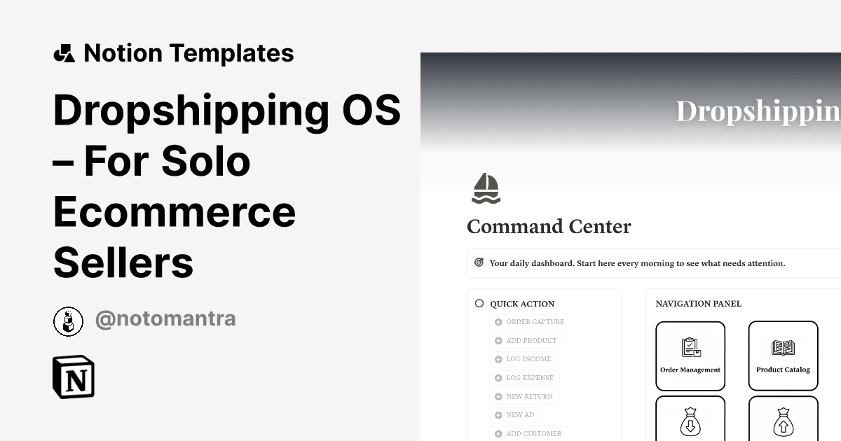 Dropshipping OS – For Solo Ecommerce Sellers Template | Notion Marketplace