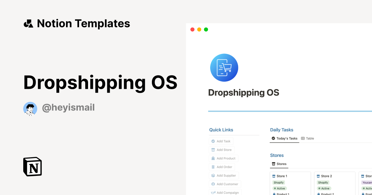 Dropshipping OS Template by heyismail | Notion Marketplace