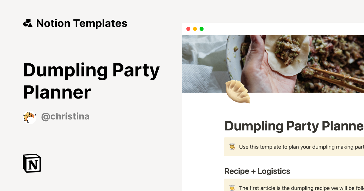 Dumpling Party Planner Template | Notion Marketplace