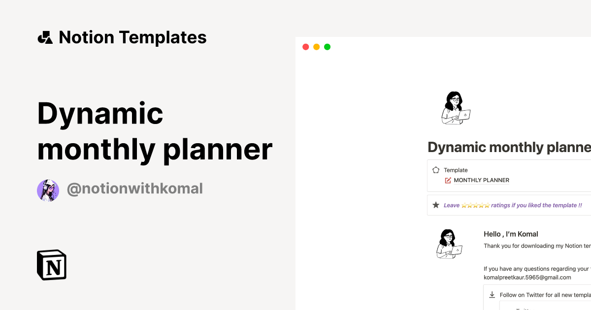 Dynamic monthly planner Template | Notion Marketplace