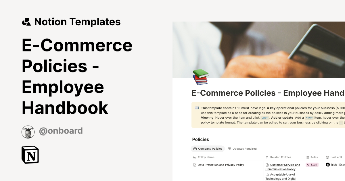 E-Commerce Policies - Employee Handbook Template by Policy | Notion Marketplace