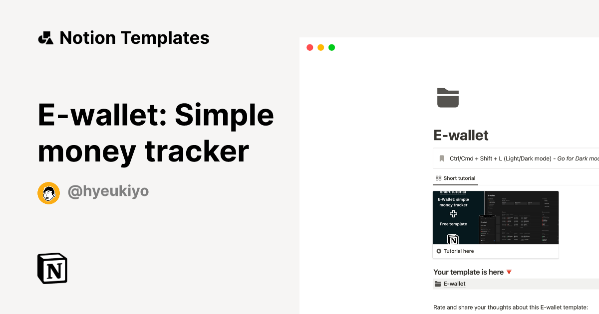 E-wallet: Simple money tracker Template by Ukiyo | Notion Marketplace