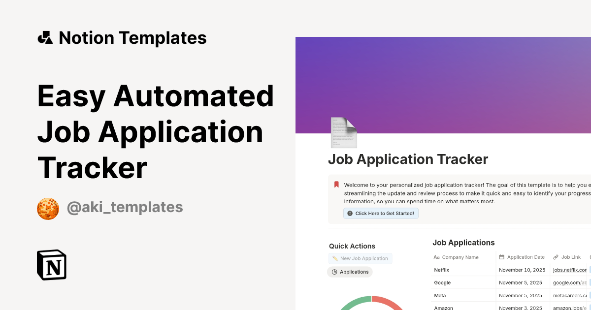 Easy Automated Job Application Tracker Template by Aki | Notion Marketplace