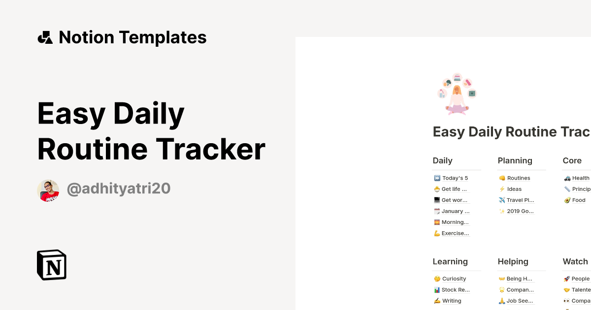 Easy Daily Routine Tracker Template by Adhitya Tri Arifianto | Notion ...