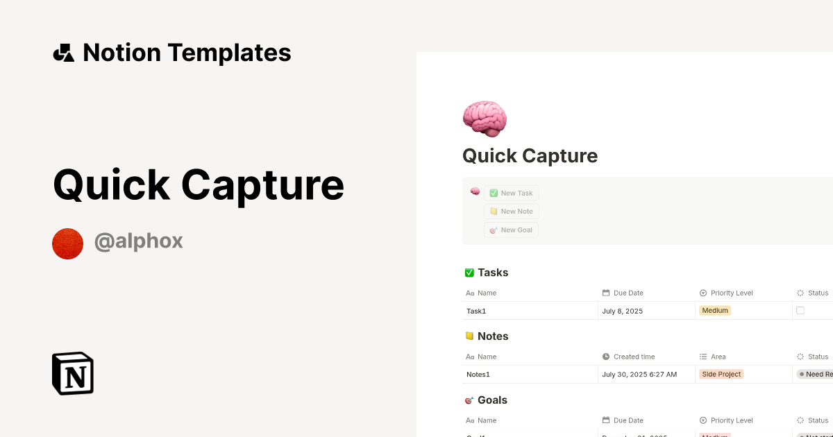 Quick Capture Template | Notion Marketplace