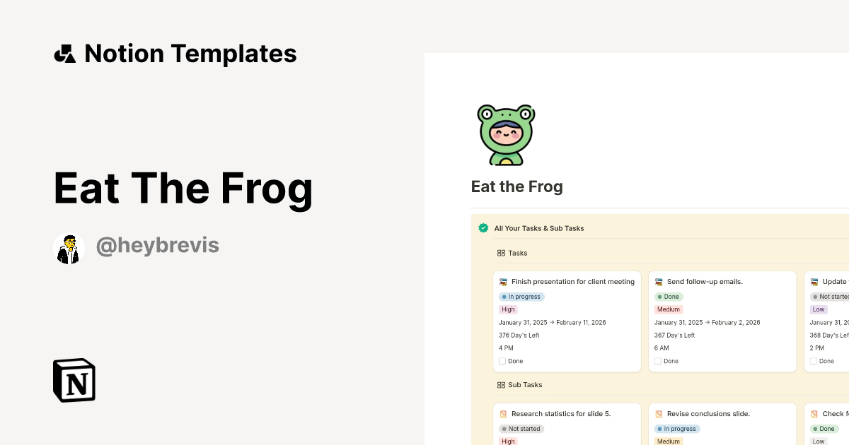Eat The Frog Template by heybrevis | Notion Marketplace