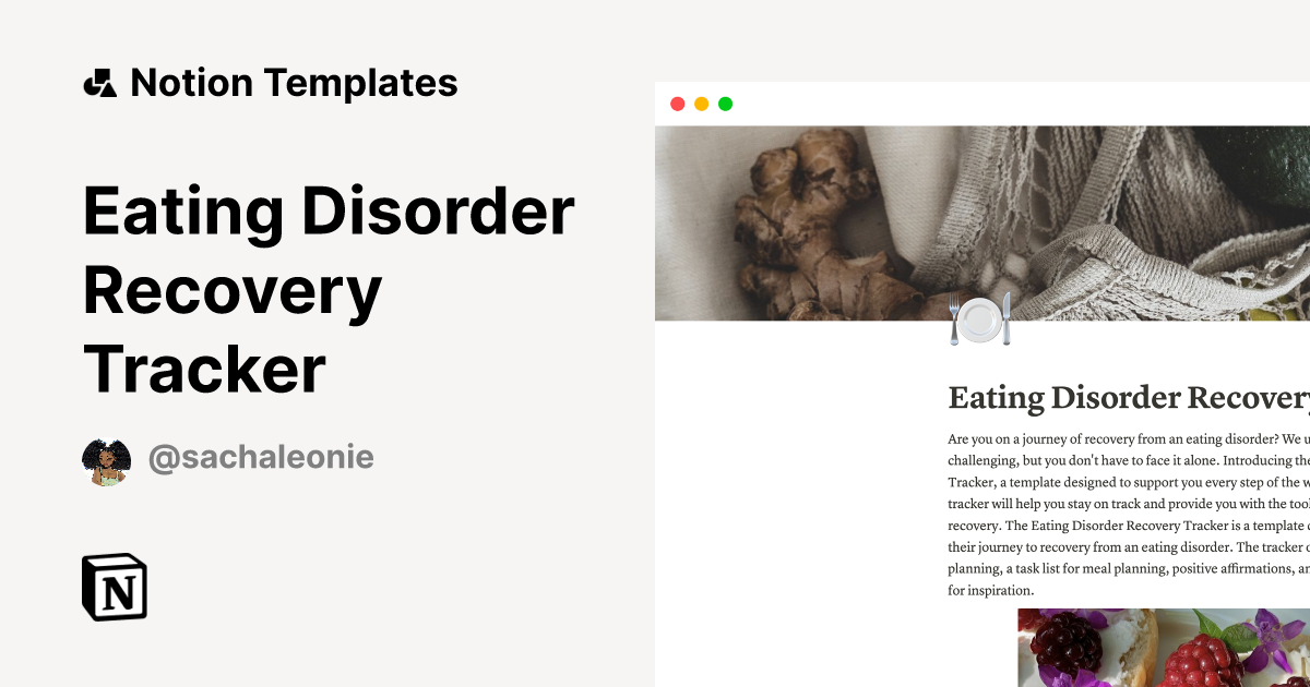 Eating Disorder Recovery Tracker Template by Sacha | Notion Marketplace