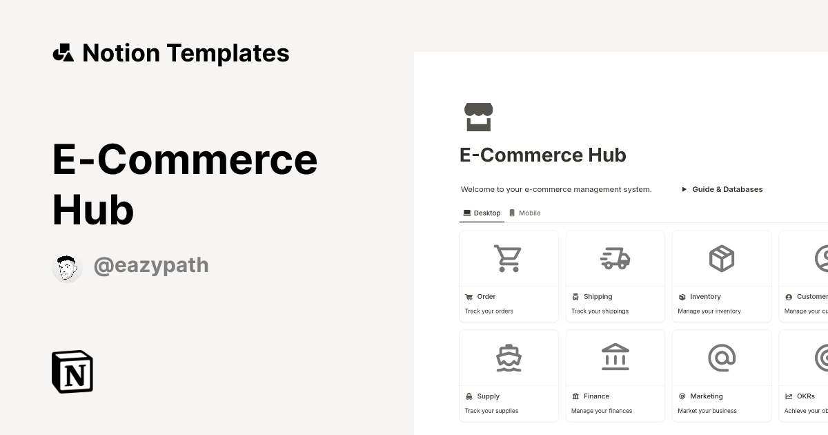 E-Commerce Hub Template | Notion Marketplace