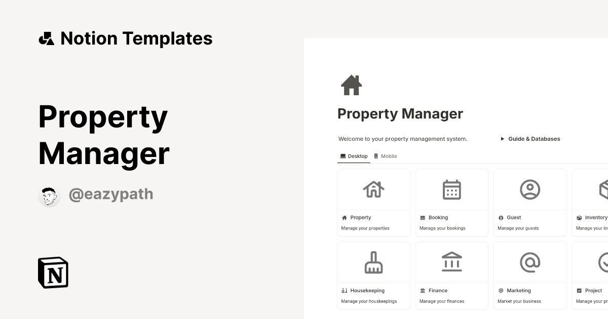 Property Manager Template by Eazypath | Notion Marketplace