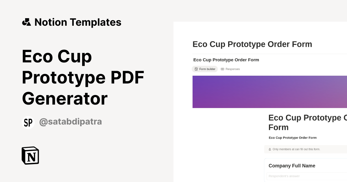 Eco Cup Prototype PDF Generator Template by Satabdi Patra | Notion ...