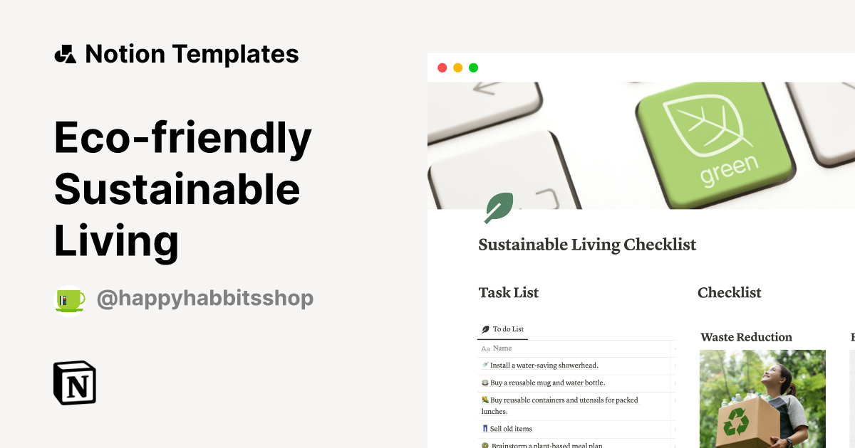 Eco-friendly Sustainable Living Template | Notion Marketplace
