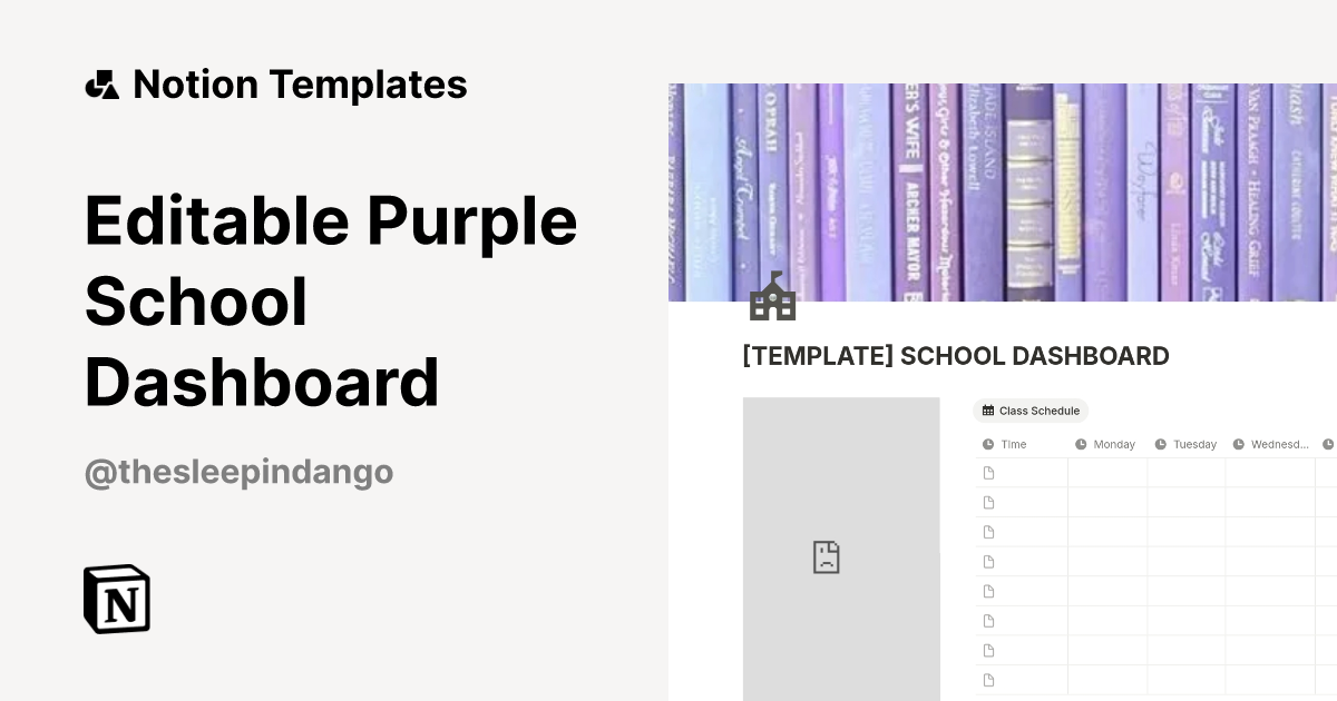 Editable Purple School Dashboard Template | Notion Marketplace