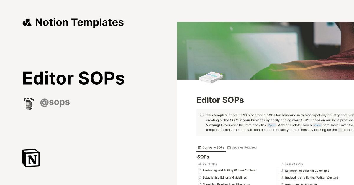 Editor SOPs Template by SOPs | Notion Marketplace