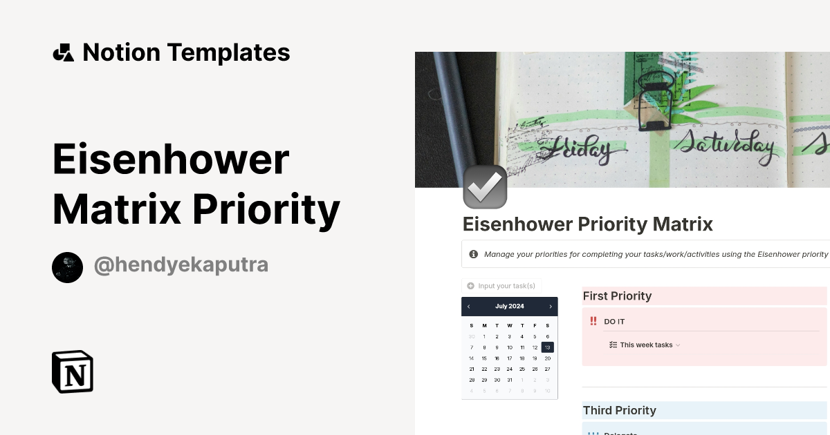 Eisenhower Matrix Priority Template | Notion Marketplace