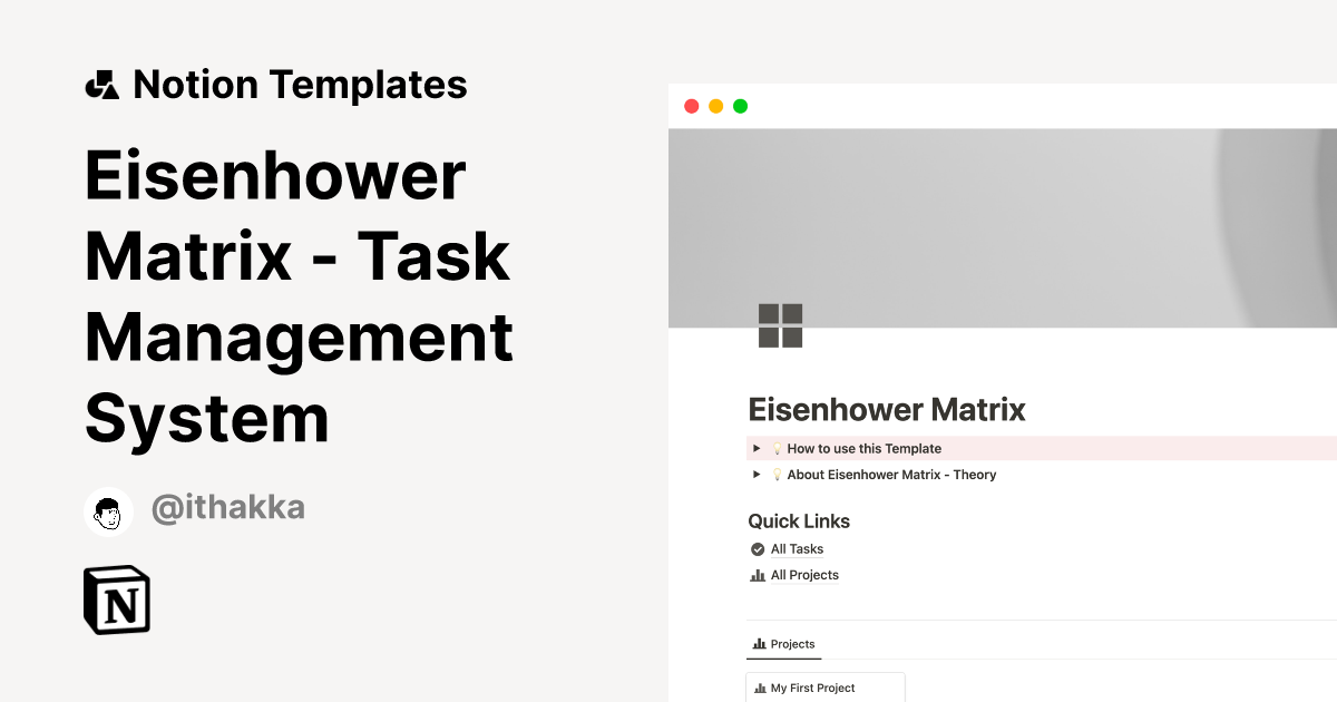 Eisenhower Matrix - Task Management System Template by Ithakka | Notion ...