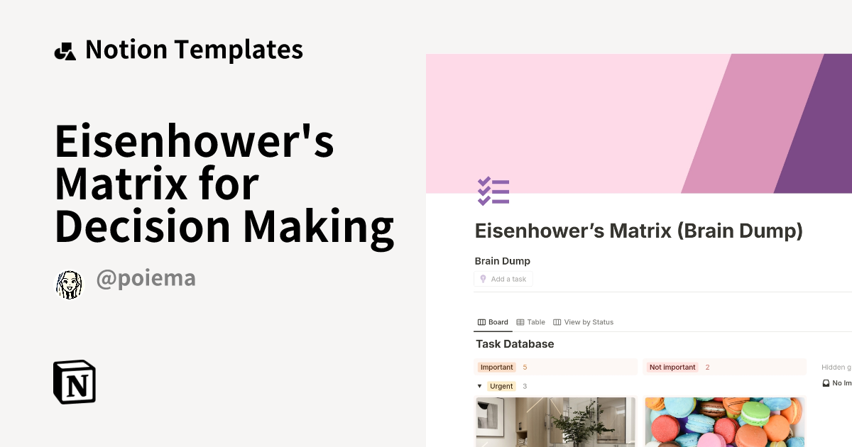 Eisenhower's Matrix for Decision Making Template | Notion Marketplace