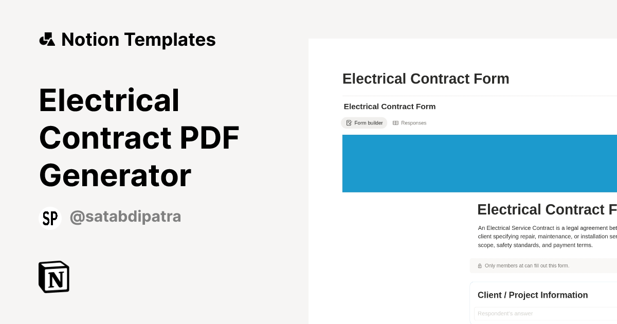 Electrical Contract PDF Generator Template by Satabdi Patra | Notion ...