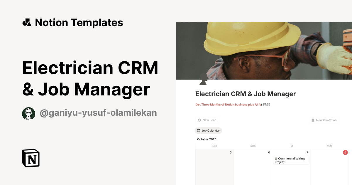 Electrician CRM & Job Manager Template | Notion Marketplace
