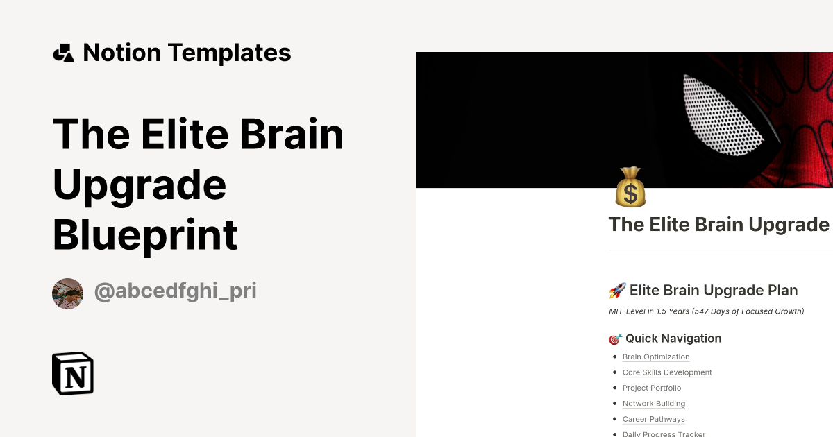 The Elite Brain Upgrade Blueprint Template by Priyankar | Notion ...