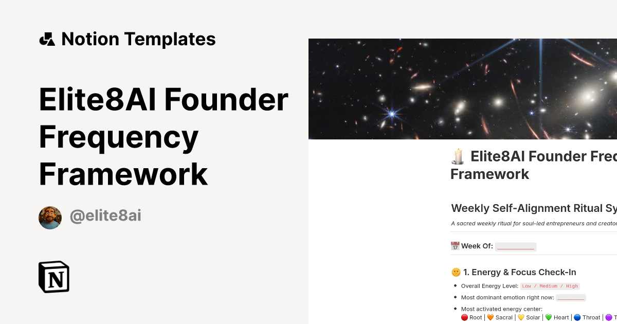 Elite8AI Founder Frequency Framework Template | Notion Marketplace
